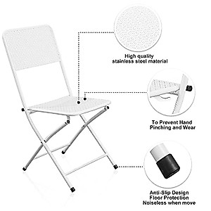 3-Piece Patio Bistro Dining Furniture Set, 2 Folding Chairs 1 Folding Table, Steel Frame, for Garden Porch Balcony (Color : White)