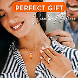 Carnelian Necklace Real Crystal - 2" Faceted Carnelian Crystal Pendant - Carnelian Necklaces for Women- Real Carnelian Necklace - Red Crystals Carnelian - Orange Crystal Pendant - Red Crystal necklace