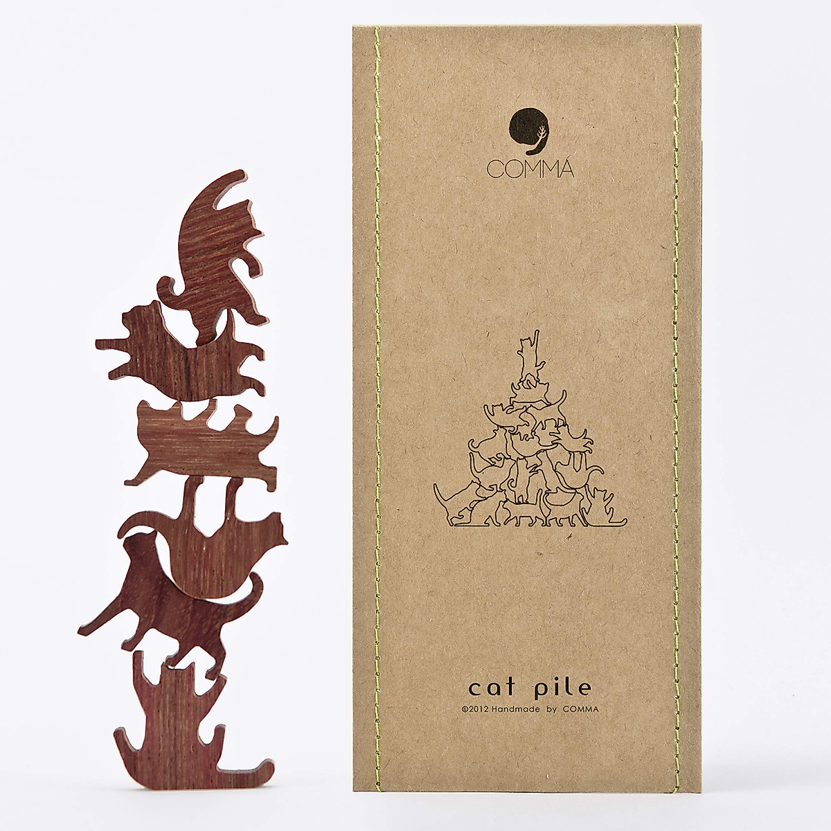 COMMA Wooden Cat Pile Set #3 (Green Thread, 6 Kittens)