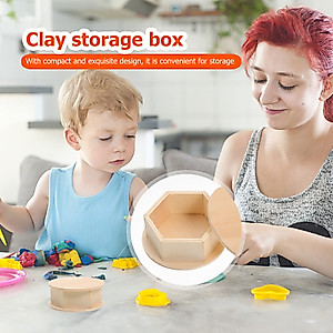 SEWACC 6 Pcs Diy Storage Box Small Containers Clay Storage Bins Simple Storage Holder Wood Storage Case Sundries Case Wood Organizing Container Wood Case Small Wooden Box Round