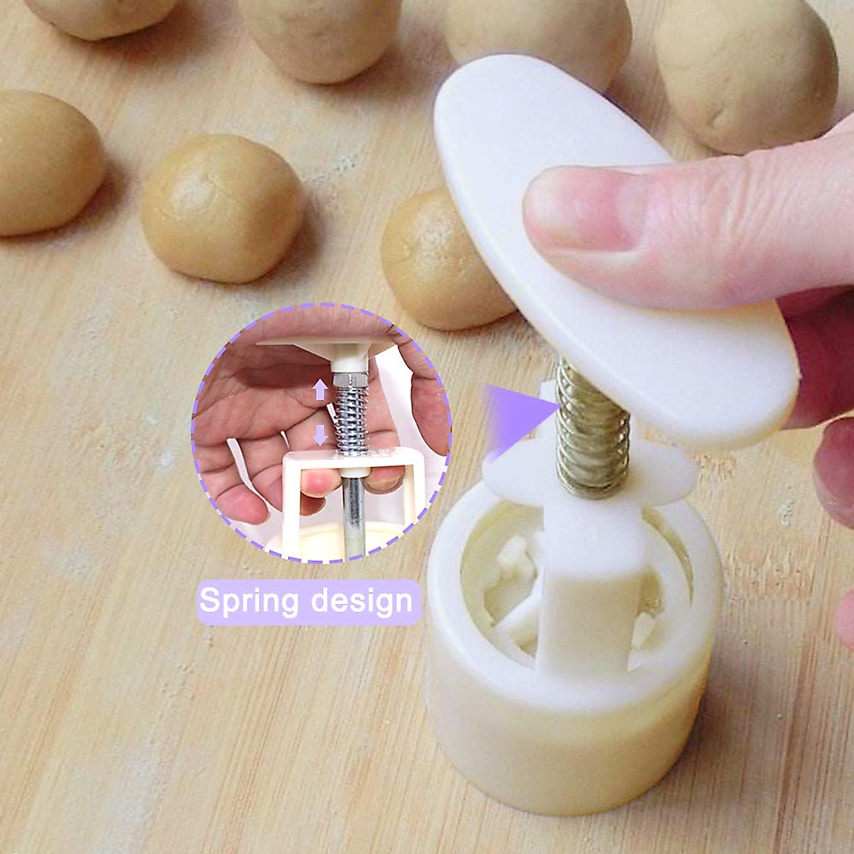 2 Pack Mooncake Mould with 12 Cookie Stamps, FineGood Flower Animal Moon Cake Mold Press 50g Hand Pressure Mooncake DIY Tools for Baking Cookies