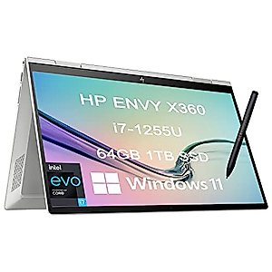 2022 HP Envy X360 15 15.6" FHD 2-in-1 Touchscreen (Intel 10-Core i7-1255U, 64GB RAM, 1TB PCle SSD, Active Stylus), FHD Convertible Laptop, Backlit, 2 x Thunderbolt 4, Webcam, Windows 11 Home