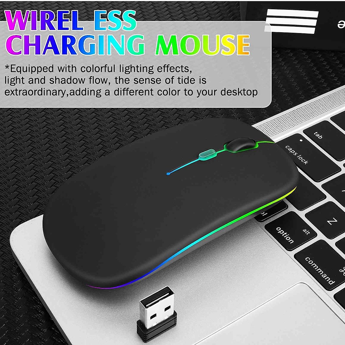 UrbanX 2.4GHz & Bluetooth Mouse, Rechargeable Wireless Mouse for Samsung Galaxy Fold 5G Bluetooth Wireless Mouse for Laptop/PC/Mac/Computer/Tablet/Android RGB LED Gold