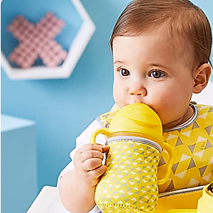 b.box Sippy Cup with Fliptop Straw, Drink from any Angle | Weighted Straw, Spill Proof, Leak Proof & Easy Grip | BPA Free, Dishwasher safe | For Babies 6m+ to Toddlers (Pistachio, 8 oz)