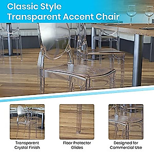 Flash Furniture Set of 4 Extra Wide Resin Ghost Chairs with 700 LB. Weight Capacity - Clear Kitchen and Dining Room Chair - Acrylic Event Chair for Indoor/Outdoor Use