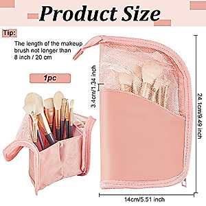 PH PandaHall 1pc Makeup Brushes Travel Case Pink Makeup Brush Holder Portable Cosmetic Bag Storage Organizer Foldable Makeup Organizer Bag with Zipper for Travel Bathroom Brush Lip Gloss