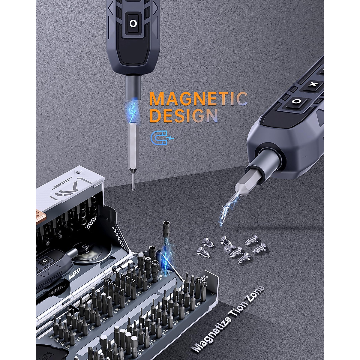 Electric Screwdriver Kit, 181 in 1 Mini Precision Screwdriver Set with 162 Magnetic Bits, 3 Torque Settings, 3.7V Cordless Power Screwdriver Repair Tool for Phone Camera Laptop Watch