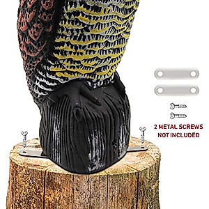 Hausse Solar Fake Horned Owl Statue, Solar Powered Halloween Motion Activated Scarecrow Deterrent Owl with Red Eyes, Scary Sound Scare Birds Away for Garden Yard Outdoor