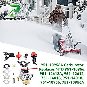 POSEAGLE 951-10956A Carburetor Replaces 951-10956, 951-12612A, 951-12612, 751-14018, 951-14018, 751-10956, 751-10956A for MTD, Troy-Bilt 161-JW, 161-JWA, 161-JWA-11 Engines