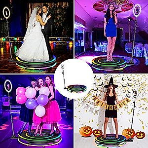 OLEEVEE 360 Photo Booth Machine 60cm for Parties with Ring Light, Free Logo Customization, 1 People Stand on, Remote Control, Automatic Slow Motion 360 Camera Booth(60cm/23.6" with Flight Case)