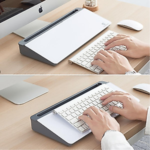 Small Desktop Glass Whiteboard Dry-Erase-Board - Computer Keyboard Stand White Board Surface Pad with Drawer, Desk Organizers with Accessories for Office, Home, School Supplies