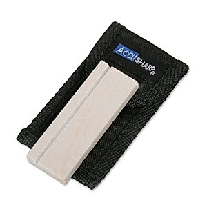 AccuSharp Pocket Stone Sharpener with Pouch, 3 Inch Dual-Sided Sharpening Stone for Knives, Fish Hooks, Camping, Hunting Knives, Restores, Repairs & Hones Blades, Natural