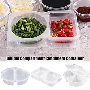 Double Compartment Condiment Container,2 Compartment Snack Containers with Lids,Small Food Storage Containers,Double Compartment Snack Containers for to-go Sauce, Sampling, Travel Snack (Round 150ml)