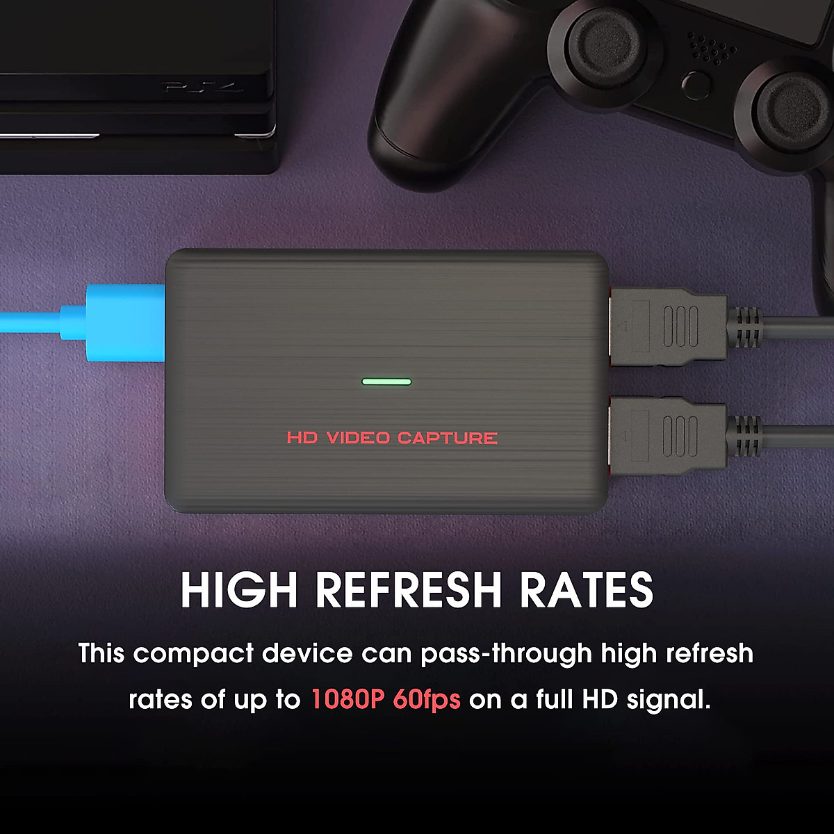 DIGITNOW USB3.0 HDMI Video Capture Card,1080P 60FPS HD Game Recorder Cam Link with HDMI Passthrough Live Streaming Recording Work with Xbox PS5 PS4 Swtich, Red, 3.66*2.16*0.59 in, BR140