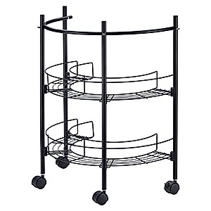 L&H Unico Pedestal Under the Sink Rack with 2 Storage Shelves Metal Bathroom Organizer with Wheels and Towel Holder, Black