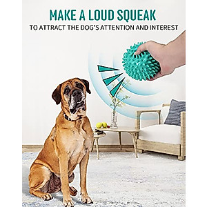 Pweituoet 2 Pack 4.5” Heavy Duty Squeaky Dog Ball for Medium Large Dogs, Spikey Dog Ball Toys for Clean Teeth and Training, Large Dog Toys for Aggressive Chewers…