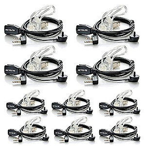Case of 10, Retevis Walkie Talkies Earpiece with Mic 2 Pin Acoustic Tube Headset Compatible with Baofeng UV-5R Retevis H-777 RT21 RT22 Arcshell AR-5 Two Way Radio