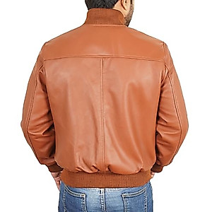STOREJEES Leather Motorcycle Jacket Men | Brown Bomber Jacket