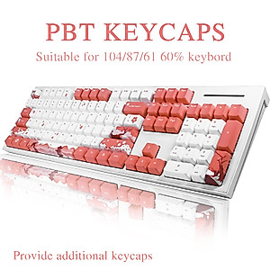 Uuoeebb PBT Keycaps, Heat Sublimation 104 PBT Keycap OEM Key Set for MX Switches Mechanical & Optical Gaming Keyboard (Sakura)