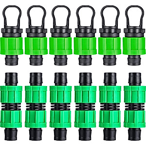 12 Pieces Drip Irrigation Coupling and Drip Irrigation Tubing End Cap Plug 1/2 Inch Universal Drip Irrigation Fitting Compatible with Most 16-17 mm Drip Tape AG Tubing Drip or Sprinkler Systems