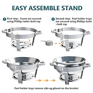Chafing Dish Buffet Set 5 QT 4 Packs Stainless Steel Buffet Servers and Warmers, Chaffing Servers with Covers, Catering, Chafer,Food Warmer for Parties Weddings