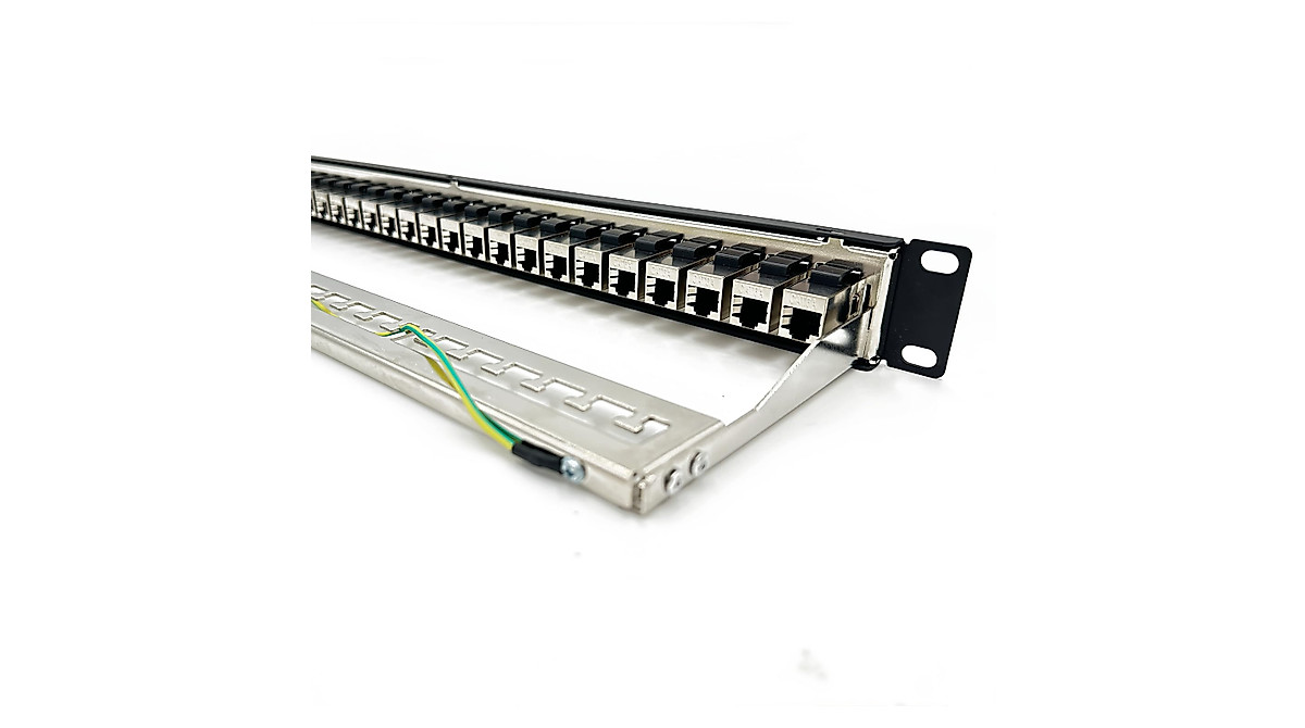 ETS 24-Port CAT6A FTP Shielded 1U Patch Panel 19-Inch Loaded w/Tool ...