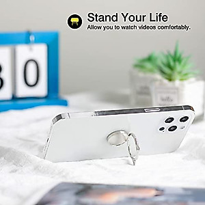 [2 Pack] Cat Ears Glossy FinishCell Phone Ring Holder Stand, 360 Degree Rotation Finger Ring Kickstand with Polished Metal Phone Grip for Magnetic Car Mount, Smartphone Accessories（Silver