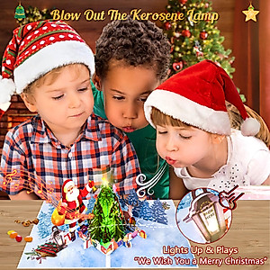 FITMITE Christmas Cards, MUSIC & LIGHTS & BLOWABLE Pop-up 3D Merry Christmas Card Christmas Gifts for Women Men Kids Mom Dad, Christmas Greeting Card with Envelopes