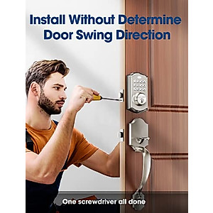 Keyless Entry Door Lock, Electronic Keypad Deadbolt with Handle, Auto Lock Front Door Handle Sets, Easy to Install, 50 User Codes, Security Waterproof Smart Locks for Front Door, Home/Hotel Use