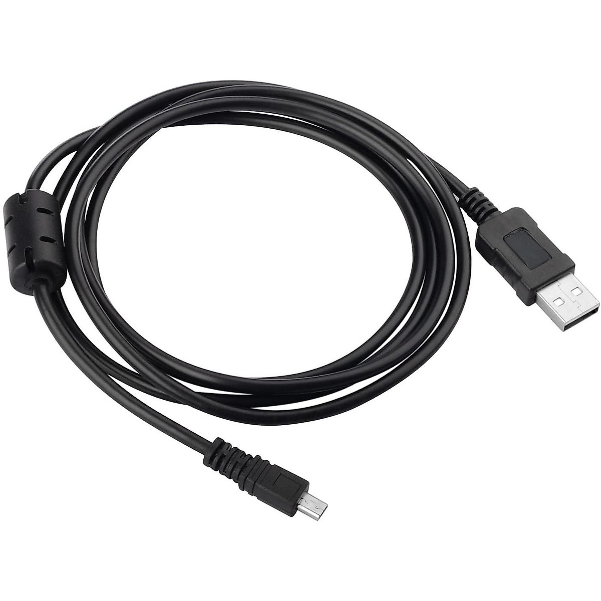 Black USB 2.0 A to 8-Pin Mini B Cable w/ Ferrite - 1.5M / 59 Inches for Nikon CoolPix P90