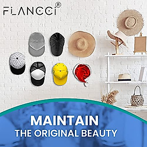 FLANCCI Hat Hooks for Wall, Minimalist Hat Rack Design, Self Adhesive Hat Rack, Strong Hold Hat Hanger for Hat Organizer, Hat Storage, Hat Holder, Hat Display for baseball Caps, White Hook (24-Pack)…