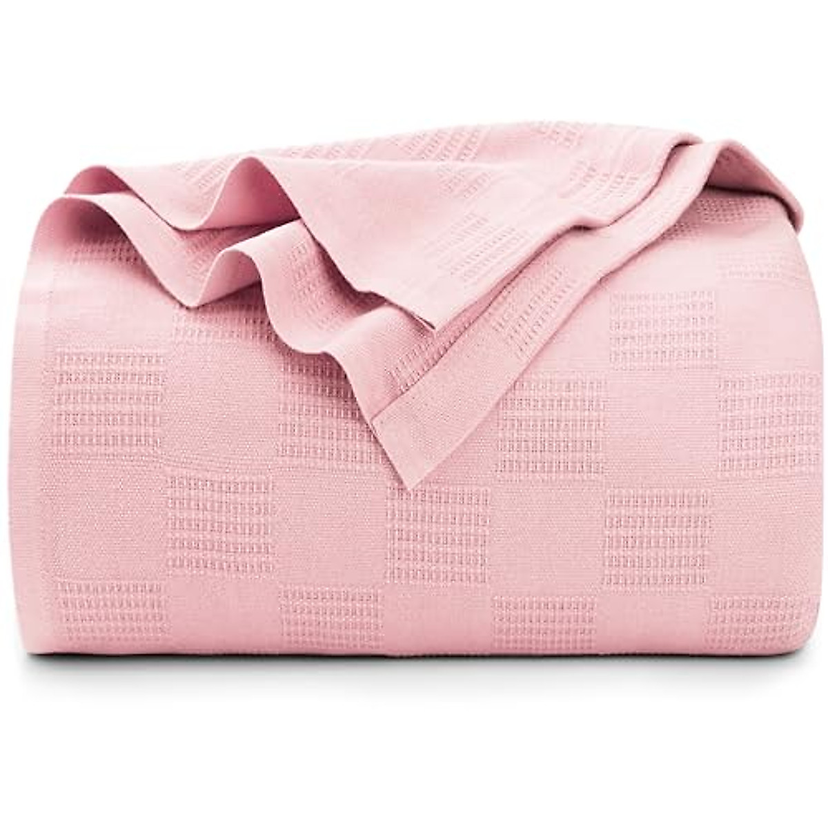 Utopia Bedding Dusky Pink 100% Cotton Blanket [Queen Size - 90x90 Inch] 350GSM Lightweight, Soft and Breathable Thermal Blanket for All Seasons