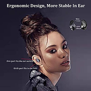 NVAHVA True Wireless Invisible Earbuds, Headphones with Microphone for iPhone Android, USB-C Charge, IPX5 Waterproof, Touch Control, Small Bluetooth Earbuds for Commute Sports Sleep (Black)