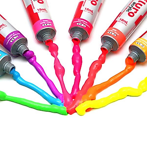 Mont Marte Fluoro Acrylic Paint Intro Set, 8 x 0.61oz (18ml) Tubes, 8 Colours, Suitable for Use with Canvas, Card, Paper and Wood