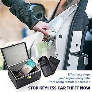 Samfolk Faraday Box with Faraday Pouch 2 Pack, Keyless Entry Car Key Safe Protector RFID Anti-Theft Signal Blocking Cages