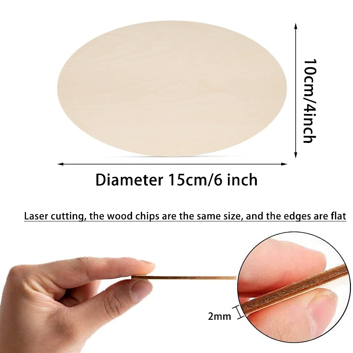 Wood Ovals for Crafts, 15Pcs Unfinished Wood Oval，Natural Oval Wood Slices Crafts, Wooden Oval Cutout,Painting and Wedding Decorations(150 * 100 * 2mm)