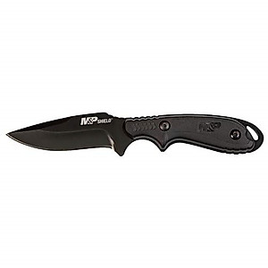 Smith & Wesson M&P Shield 7.5in S.S. Full Tang Fixed Blade Knife with 3in Clip Point Blade and Nylon Handle for Outdoor, Tactical, Survival and EDC,Black