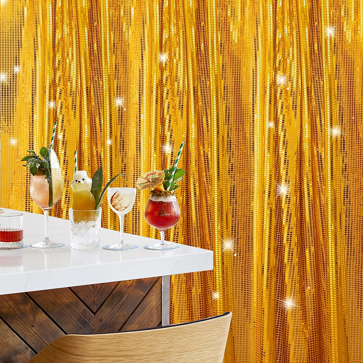 Sugargirl Gold Sequin Backdrop Curtain 2 Panels 2FTx8FT Glitter Disco Party Background Drapes Mirror Foil Backdrop for Wedding Birthday Wall Decor