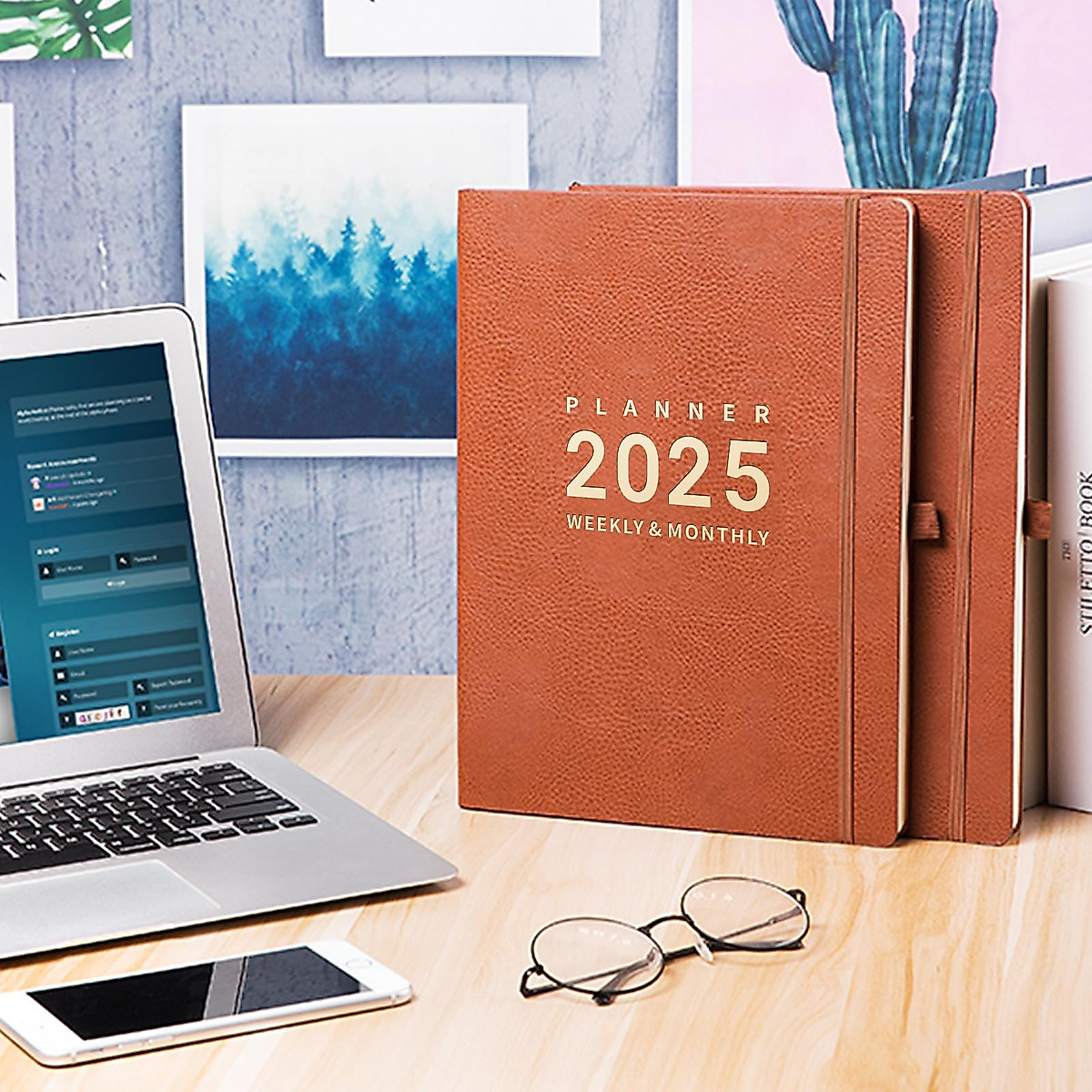 2023 Planner - Weekly & Monthly Planner 2023, 8.5" x 11", Jan 2023 - Dec 2023, Pen Holder, Calendar Stickers, Pocket, 25 Notes Pages, Faux Leather Cover, 2 Book Marks, A4 Premium Paper - Brown