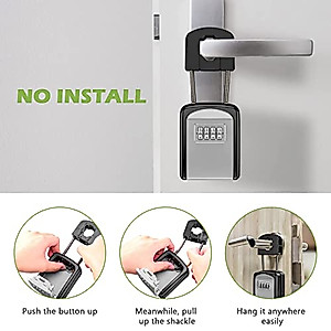 KeeKit Key Lock Box, Upgraded Key Safe Box with Removable Buckle, Resettable Code Key Storage Lock Box Waterproof with 4 Digit Combination, 5 Key Capacity for Home, Warehouse, Indoor & Outdoor