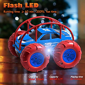 MaxTronic Remote Control Car, RC Cars Amphibious Land & Water Toy Off-Road RC Boat, 360°Flip Rotation Stunt Car with Sidelights for Toddlers 3 4 5 6 7 8 9 10 11 12 Years Kids Boys Girls