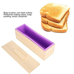 25 Pcs Silicone Soap Molds Making Kit,1200ml Purple Soap Cutter Mold,Rectangular Silicone Soap Mold Wooden Box DIY Soap Loaf Bread Mould Kitchen Baking Tools