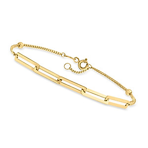 Canaria 10kt Yellow Gold Paper Clip Link Station Bracelet. 7.5 inches