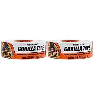 Gorilla Tape, White Duct Tape, 1.88" x 30 yd, White, (Pack of 2)