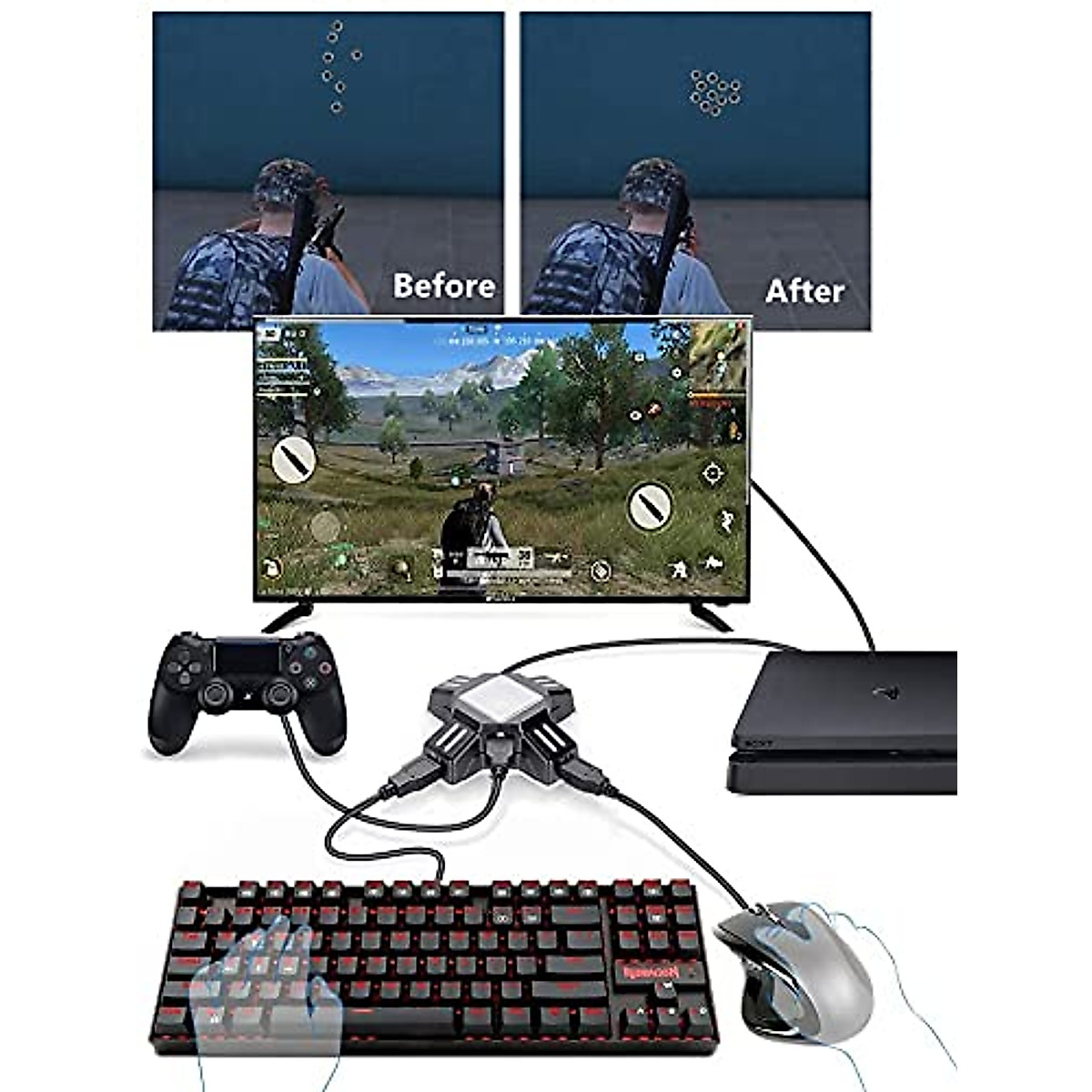 DOHO Mouse Keyboard Game Controller Adapter for Nintendo SwitchPS4PS4 ProPS4 SlimXBOXPS3PS3 Slim Keyboard Adapter. Perfect for Games Like FPS, TPS, RPG and RTS, etc