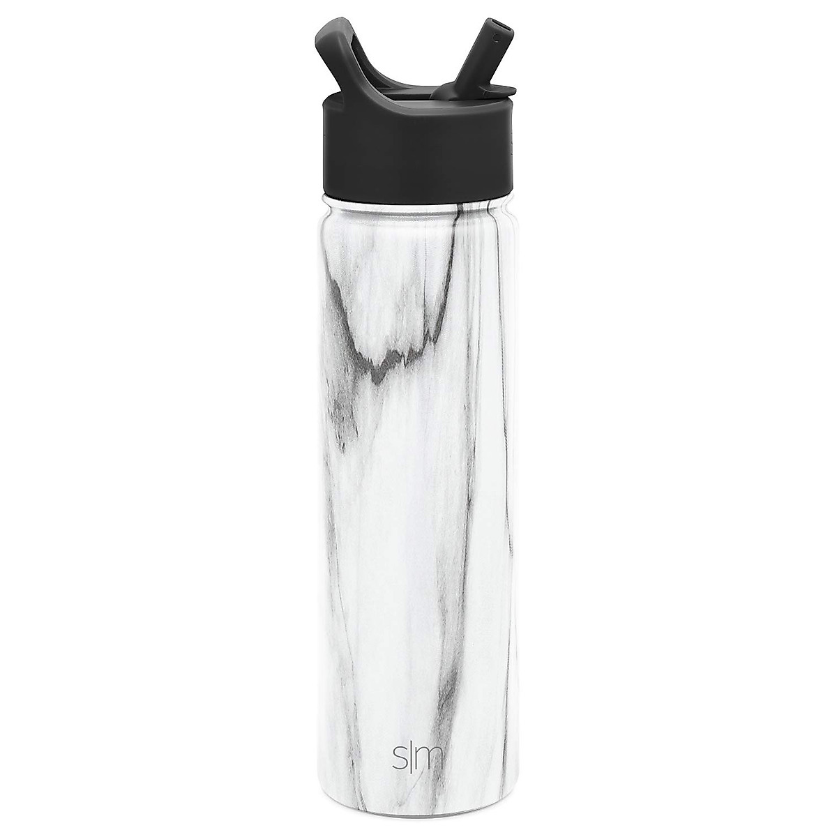 Simple Modern Water Bottle with Straw Lid Vacuum Insulated Stainless Steel Metal Thermos Bottles | Reusable Leak Proof BPA-Free Flask for Gym, Travel, Sports | Summit Collection | 22oz, Carrara Marble