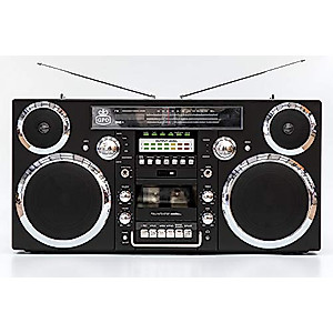 GPO Brooklyn 1980S-Style Portable Boombox - CD Player, Cassette Player, FM Radio, USB, Wireless Bluetooth Speaker - Black