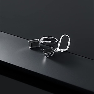 Gem Stone King 925 Sterling Silver 8X6MM Emerald Cut Gemstone Birthstone Leverback Drop Dangle Earrings For Women