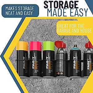 Koova 6 Aerosol  Spray Can Holder | Easy Install Wall Mount | Heavy-Duty Powder Coated Steel Storage Rack for Garage & Home | Craft Workspace Paint Bottle Organizer | Hardware Included | USA Made