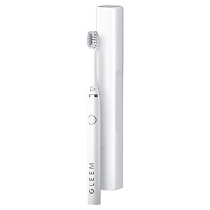 Gleem Battery Power Electric Toothbrush with Travel Case, Soft Bristles, White
